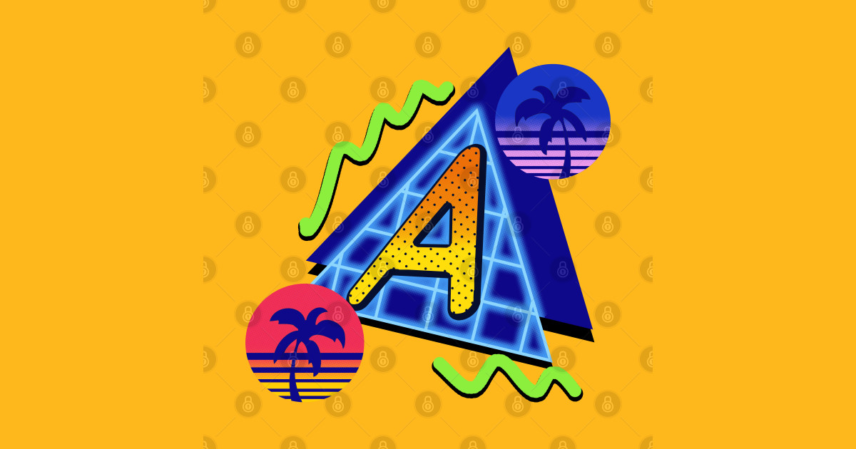 Initial Letter A - 80s Synth - Letter A - T-Shirt | TeePublic