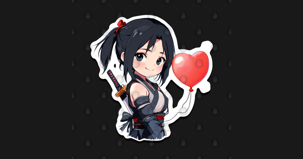 Anime Girl Ninja Heart Balloon Valentine's Day - Anime Ninja Girl - T ...