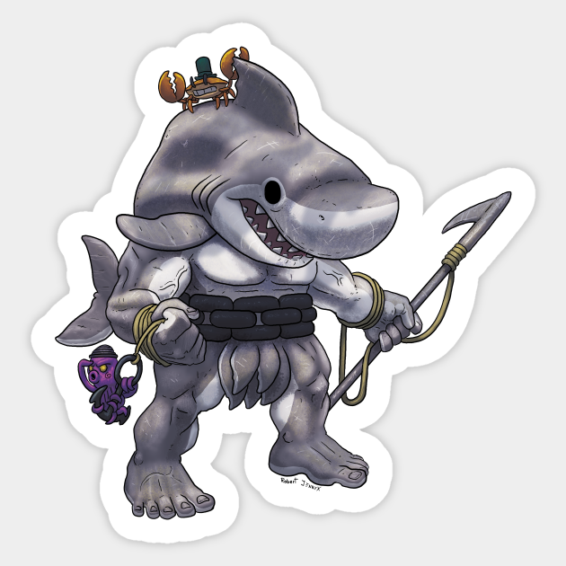 Barbarian Shark the mutant shark man. - Sharks - Sticker | TeePublic
