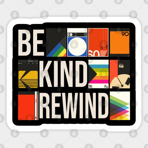 Be Kind Rewind // VHS 80s Nostalgia Dark Theme - Vhs - Sticker | TeePublic
