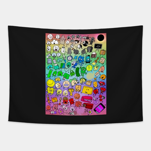 BFDI Inanimate Insanity All Characters (Rainbow) - Bfb - Tapestry ...
