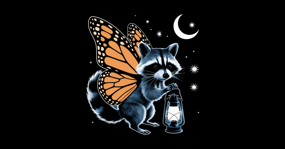 Flying Raccoon With Butterfly Wings Vintage - Raccoon Butterfly ...