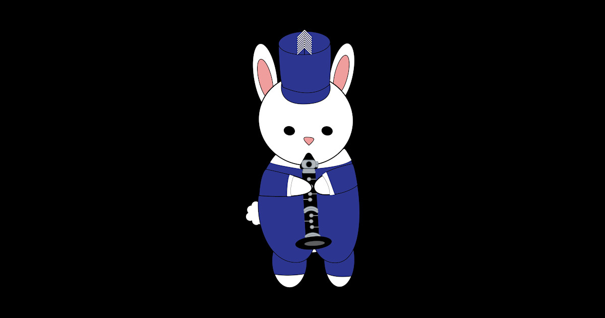 Marching Band Rabbit Clarinet Blue White - Clarinet - Sticker | TeePublic