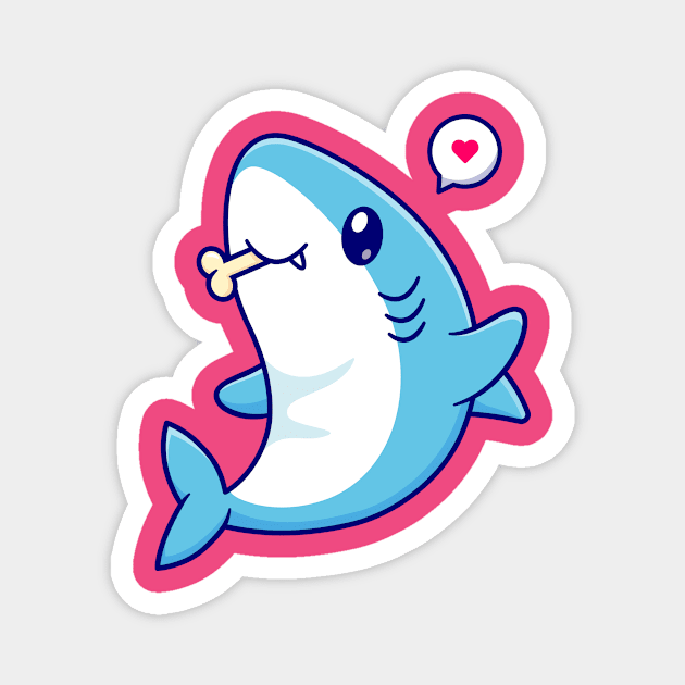 Cute Shark Eating Bone And Waving Hand Cartoon - Cute Shark Eating Bone ...
