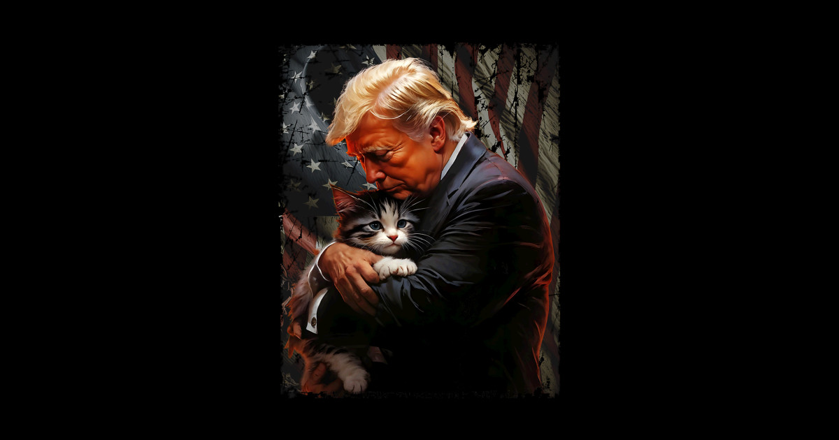 Trump Hugging an Orange Cat 2024 Make Cats Safe Again Gift For Men ...