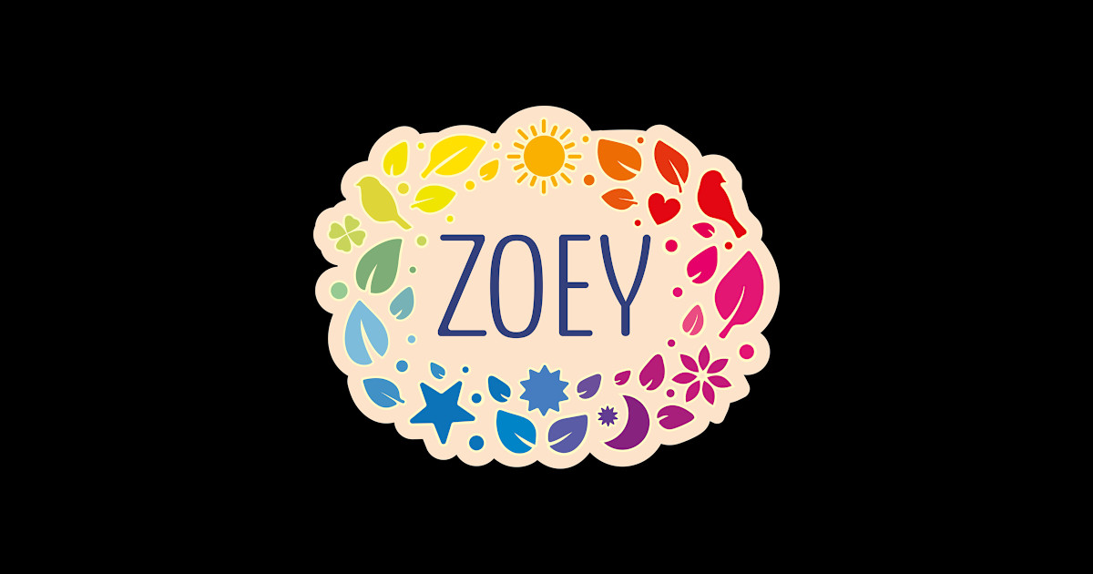 Zoey name with colorful leaves - Zoey - Sticker | TeePublic