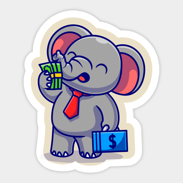 Cute Elephant Employee With Salary Cartoon - Cute Elephant Employee ...