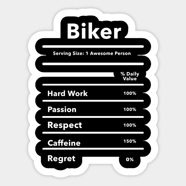 Biker Nutrition Label - Motorcycle - Sticker | TeePublic
