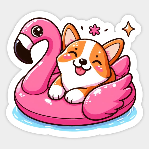 Corgi girl pool party - Corgi Girl - Sticker | TeePublic