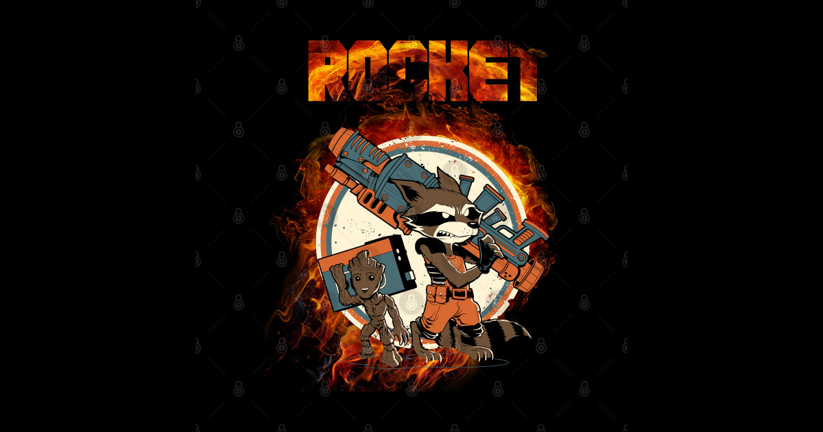 Rocket art Fire - Rocket Raccoon - Sticker | TeePublic