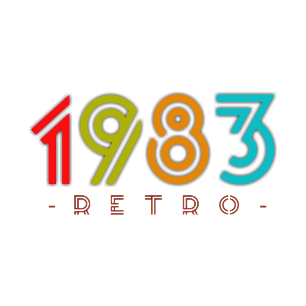 1983 Retro Rainbow Neon Colors Gradation - Date - T-Shirt | TeePublic