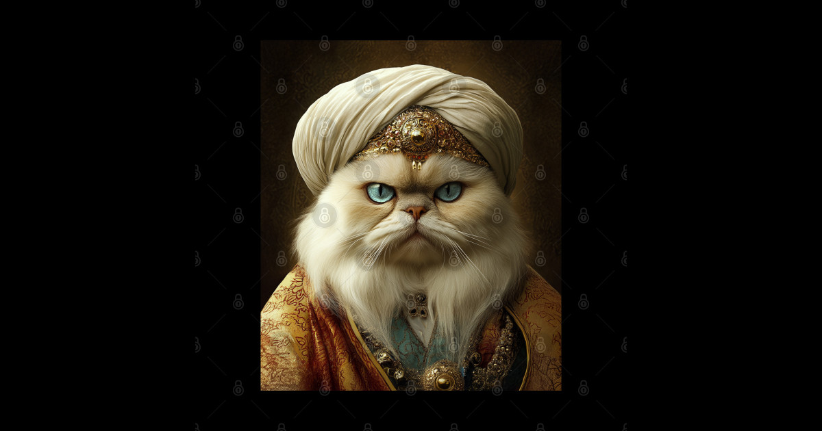 Sultan of Persia: Cream Cat in Traditional Dress - Royal Cat - Sticker ...