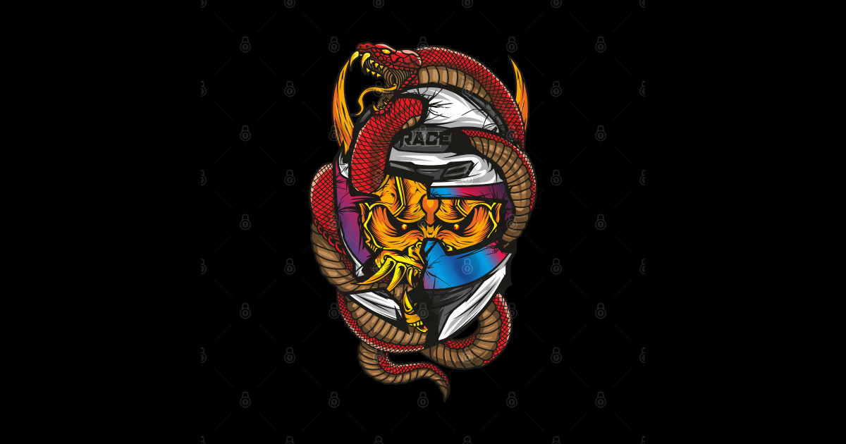 Oni Mask Motorcycle Helmet - Oni Mask Japanese Mask - Sticker | TeePublic