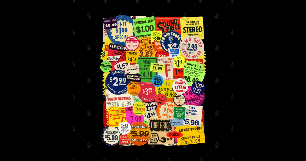 Retro Record Store Stickers - Records - Sticker | TeePublic