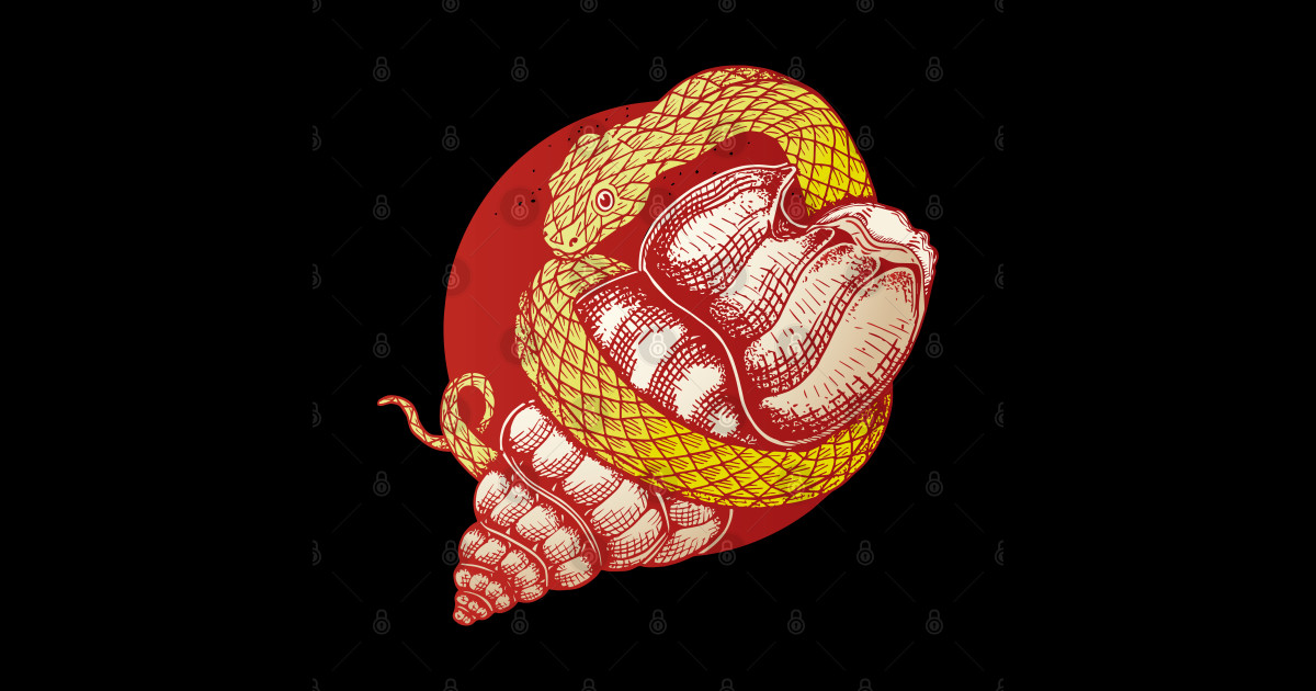 Snake and shell - Snake - Sticker | TeePublic