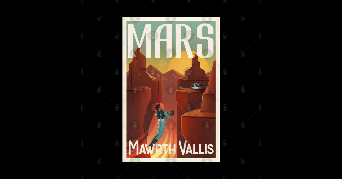 Mars Planet vintage travel poster - Mars Planet Vintage Travel ...