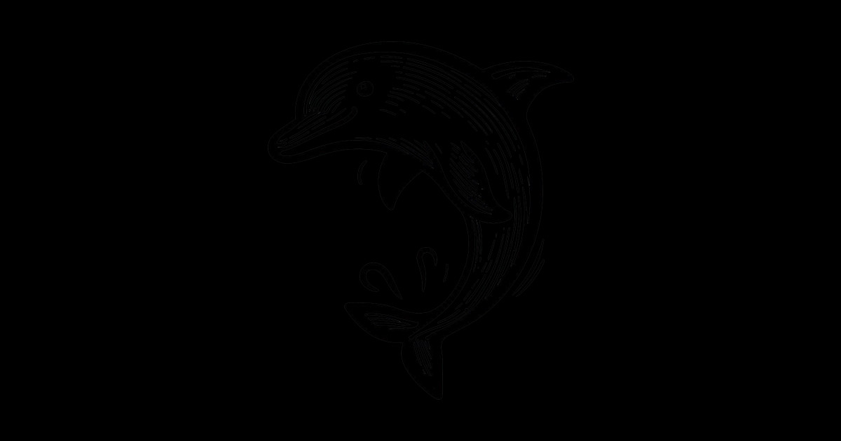 Stick Figure of a Dolphin in Black Ink - Stick Figure Dolphin - Sticker ...