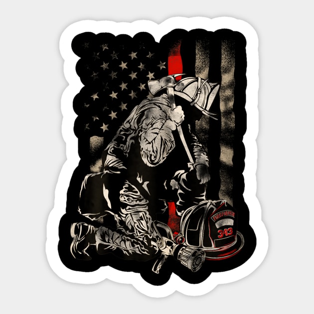firefighter american flag - Vintage Firefighter Flag - Sticker | TeePublic