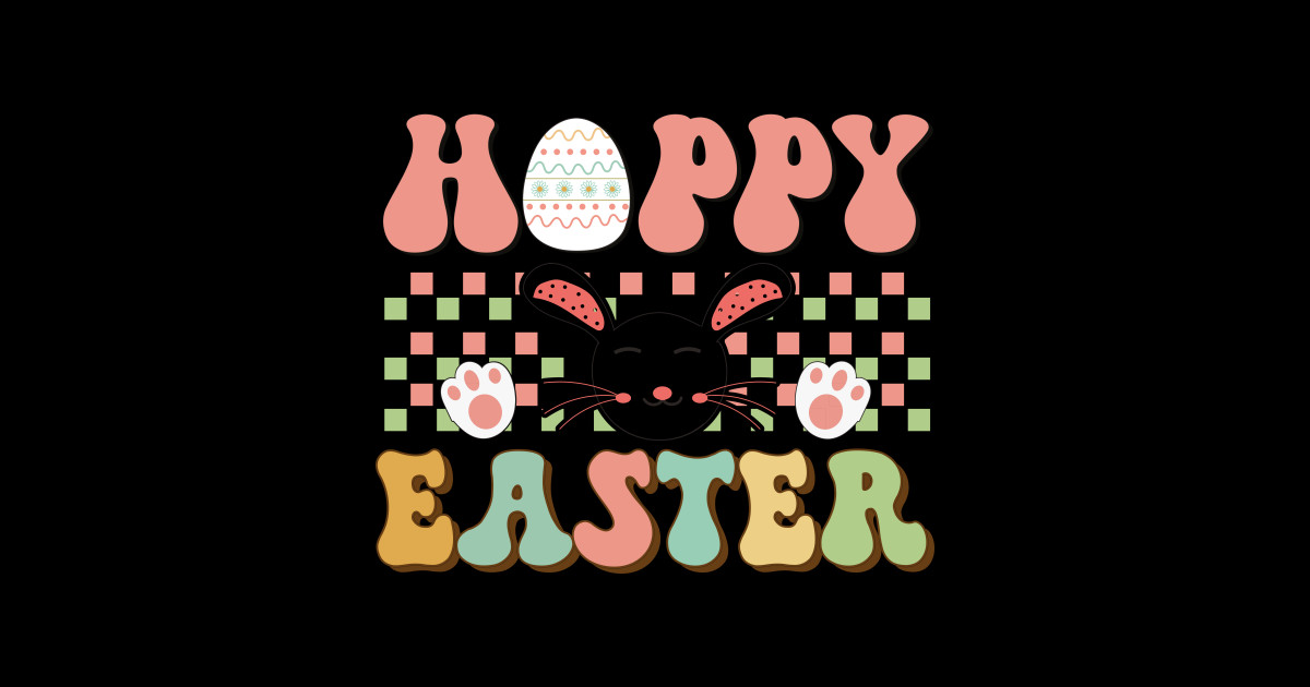 Hoppy Easter - Retro Bunny Fun - Happy Easter - Sticker | TeePublic