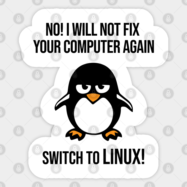 Switch to Linux Angry Tux Penguin - Linux - Sticker | TeePublic