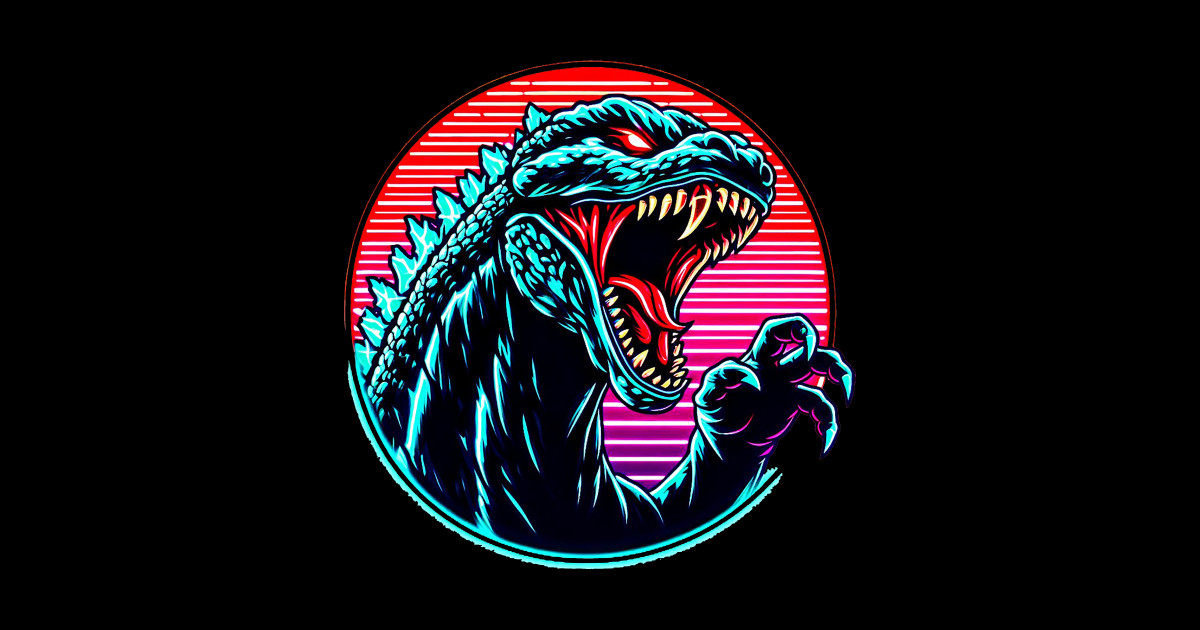 Neon Zilla - Godzilla - Sticker | TeePublic