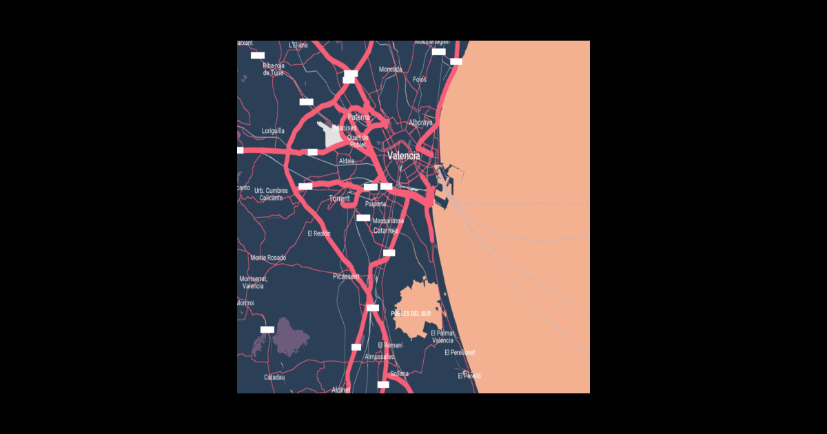 Valencia colour map - Map Art City - Sticker | TeePublic