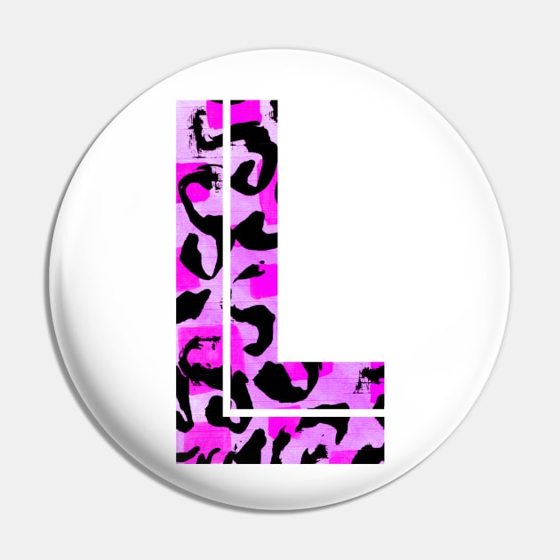 Letter L Watercolour Leopard Print Alphabet - Letter L - Pin | TeePublic