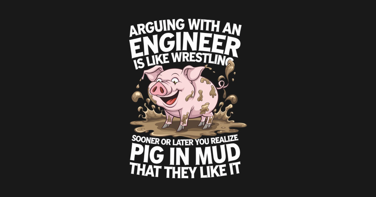 Arguing With An Engineer Wrestling A Pig In Mud - A Pig In Mud - T-Shirt | TeePublic