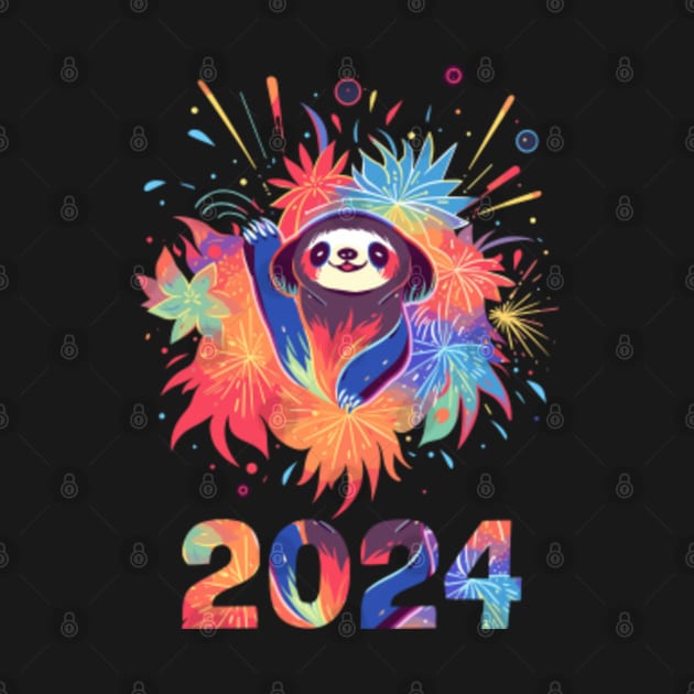 Sloth 2024 Fireworks New Year's Eve Celebration Art - Sloth - T-Shirt ...