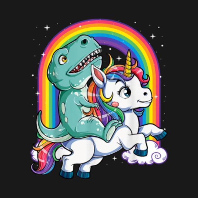 Dinosaur Riding Unicorn Cute Kids Men Rainbow Gifts T rex - Dinosaur ...