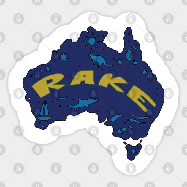 AUSTRALIA MAP AUSSIE RAKE - Australia - Sticker | TeePublic