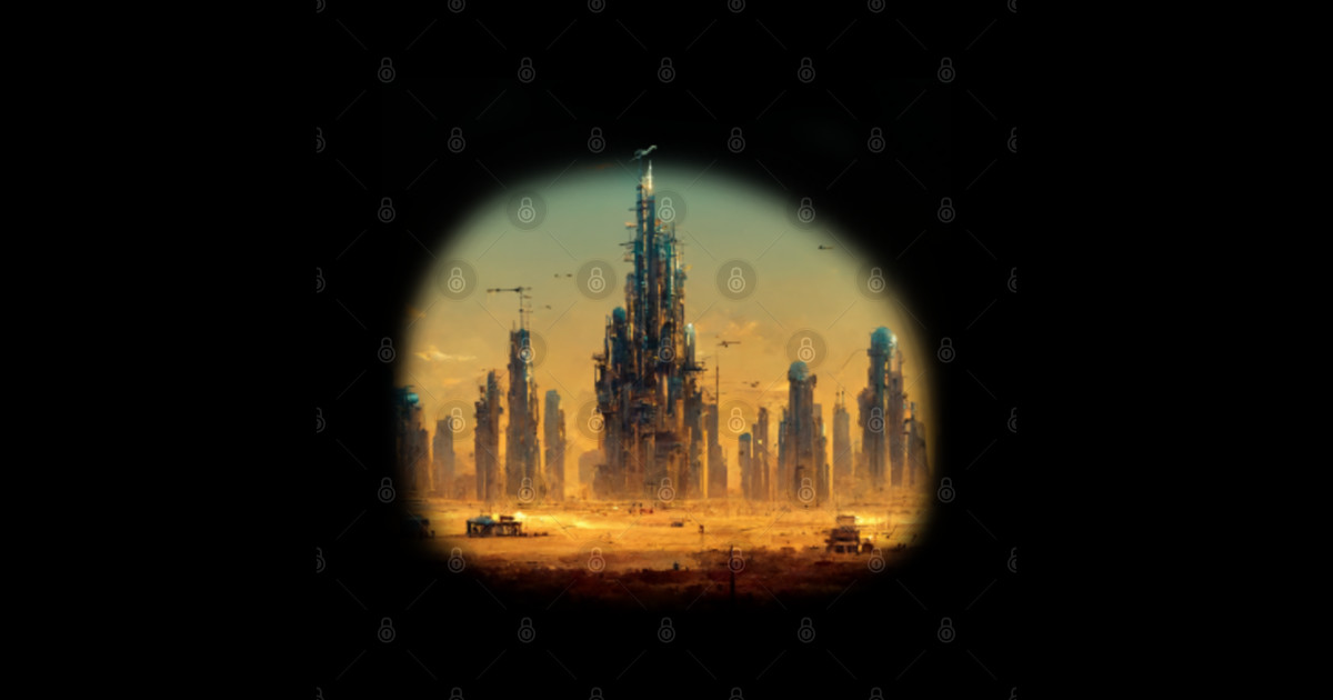 Futuristic Desert City 2045 In Cyberpunk Style - Futuristic City Gifts ...