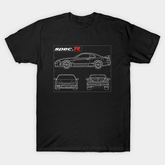 s15 spec r aero line art blue print drawing te37 - 240sx - T-Shirt ...
