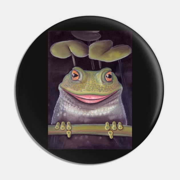 Funny smiling frog with big lips - Frog - Pin | TeePublic