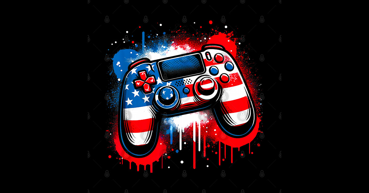 American Flag Video Game Patriotic Gamer 4th Of July - Gamer 4th Of ...