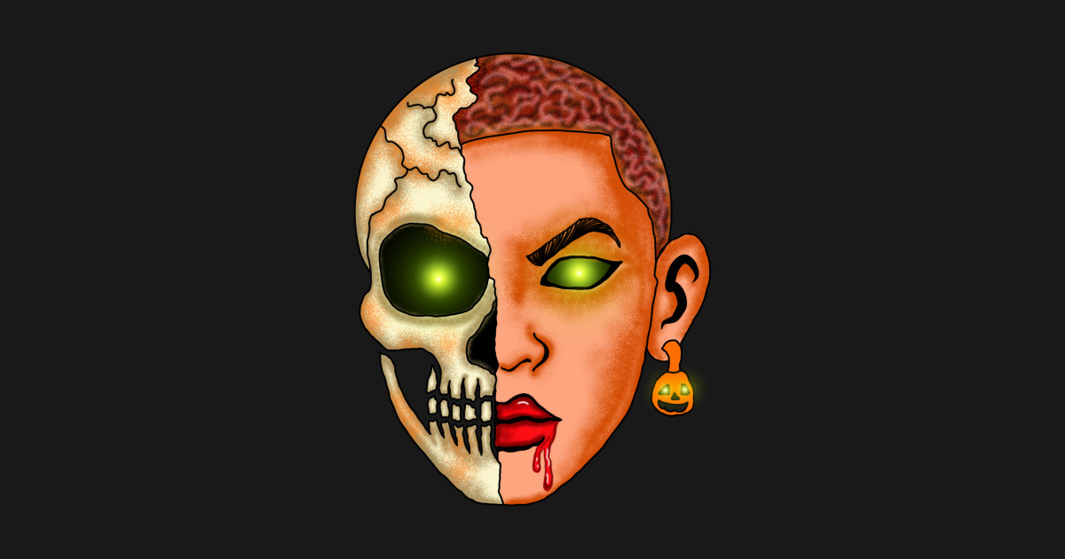 Half Human Half Skull – Halloween Glow - Halloweenshirt - T-Shirt ...