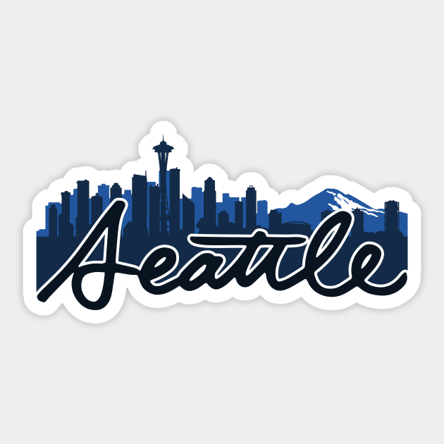 Seattle Skyline Cursive - Seattle - Sticker | TeePublic