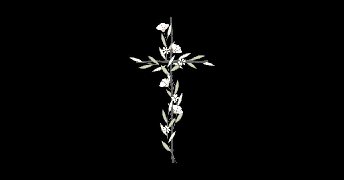 Cross With Little Flowers - Cross - Sticker | TeePublic