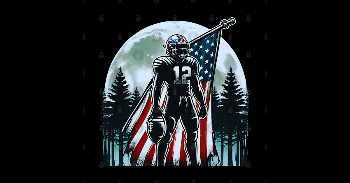 Football Center American Flag Full Moon Football Player - Football ...