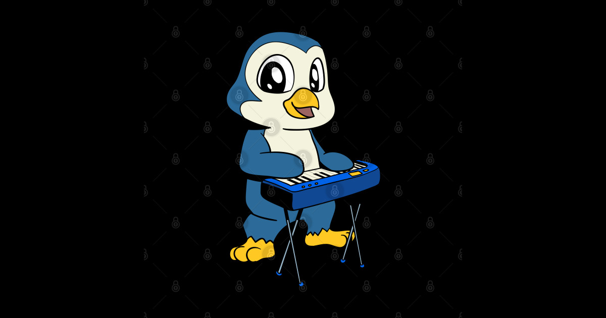 Cartoon penguin playing keyboard - Penguin Keyboard Player - Sticker ...