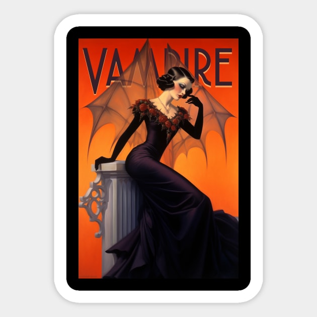 Art Deco Vampire - Vampire - Sticker | TeePublic