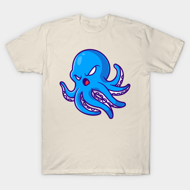 Cute Angry Octopus Cartoon - Cute Angry Octopus Cartoon - T-Shirt ...