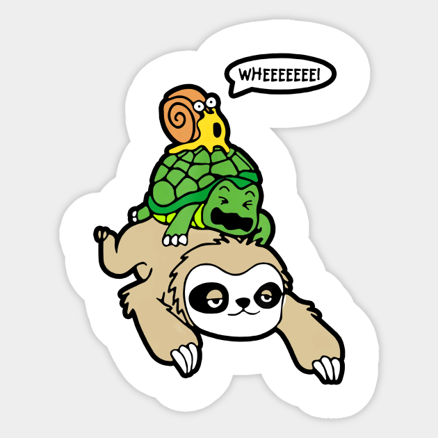 Sloth Turtle Snail Piggyback - Gift For Sloth Turtle Lover - Sticker ...