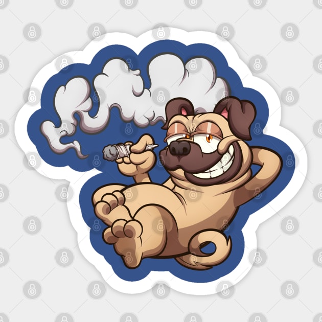 Pug Smoking A Joint - Pug Smoking A Joint - Sticker | TeePublic