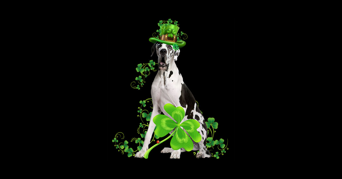 Lucky Great Dane Dog Shamrock St Patrick's Day - Lucky Great Dane Dog ...