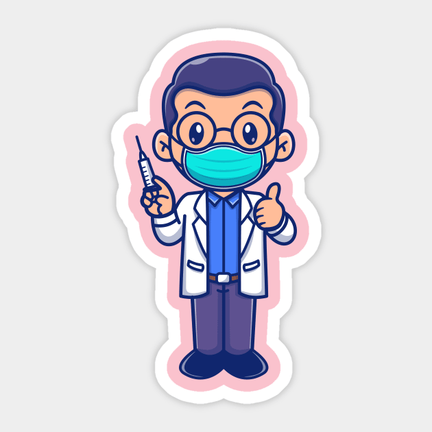 Cute Male Doctor Holding injection Cartoon - Cute Male Doctor Holding ...