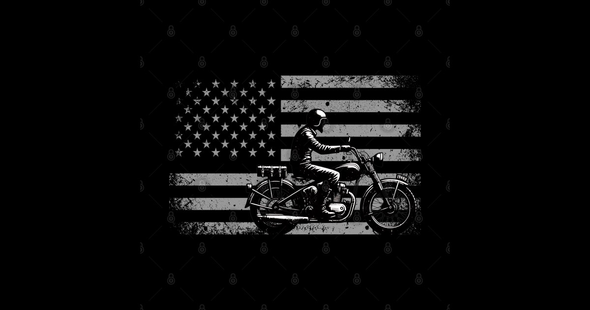 Biker American Flag Motorcycle - Biker - Sticker | TeePublic