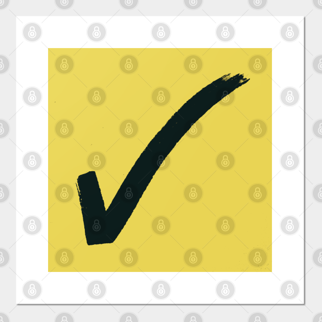 Black Check Mark On Yellow Background - Checkmark - Posters and Art ...
