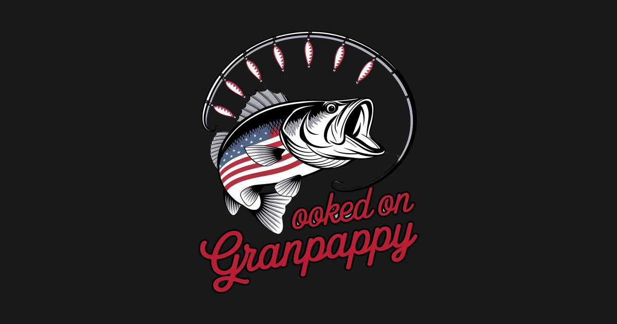 Mens Hooked on Granpappy Fisherman American Flag Pattern Raglan - Mens ...