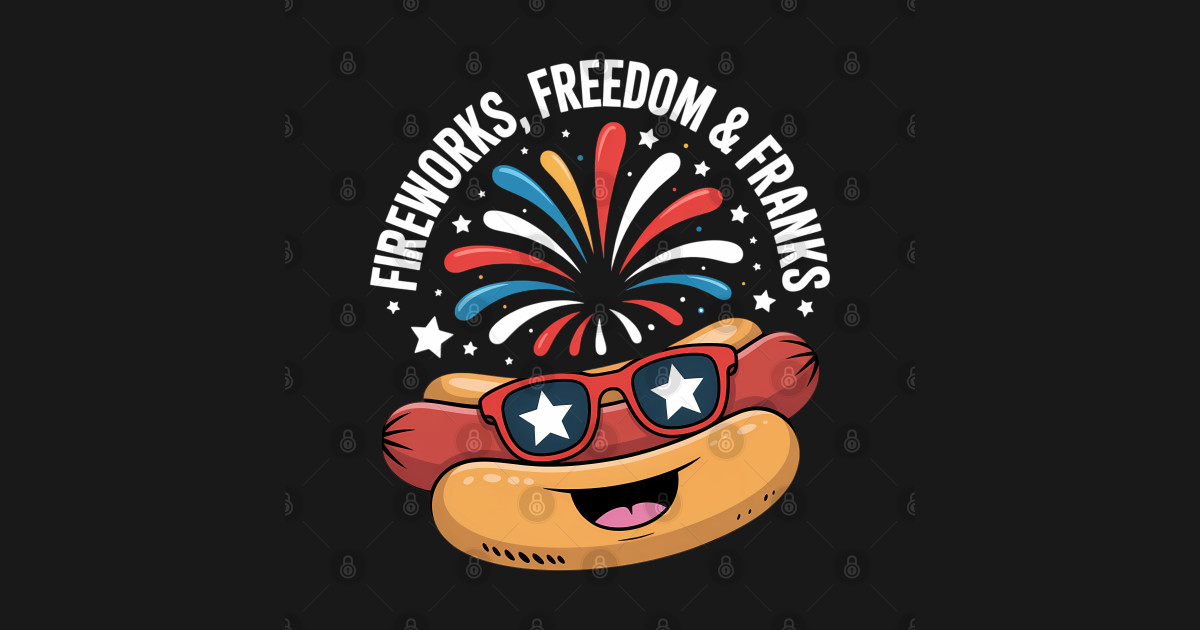 Fireworks Freedom And Franks Funny Bbq - Hot Dog - T-Shirt | TeePublic